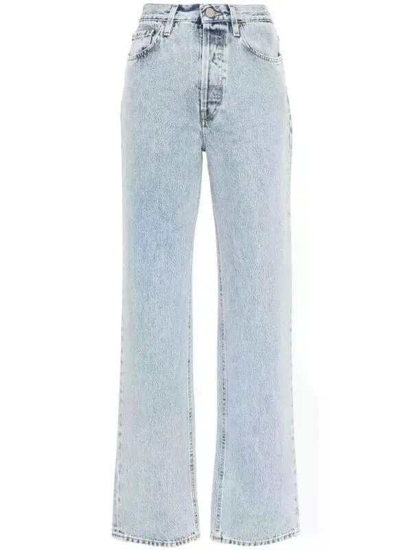 TOTEME Straight Leg Jeans With Logo Patch - Blue