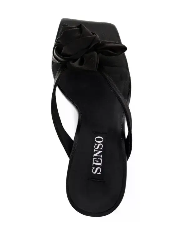 Senso 70mm Electra Heeled Mules With Faux-rose Detail - Black
