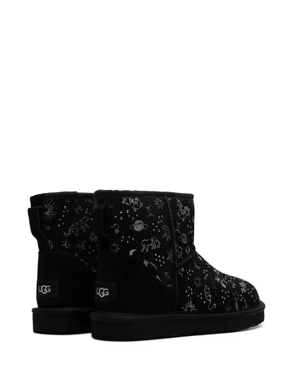UGG Suede Zodiac Graphic Print Ankle Boots - Black