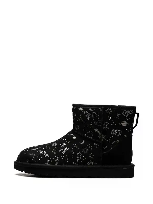UGG Suede Zodiac Graphic Print Ankle Boots - Black