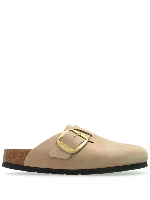 BIRKENSTOCK Boston Big Buckle Leather Slides - Neutrals