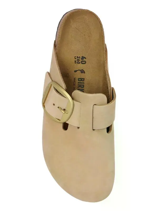 BIRKENSTOCK Boston Big Buckle Leather Slides - Neutrals