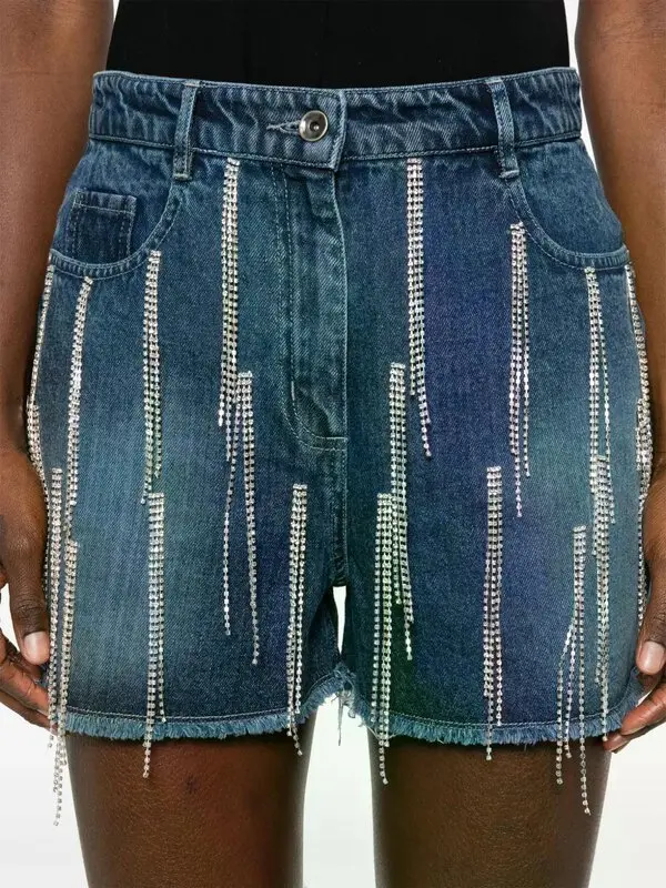 Patrizia Pepe Rhinestone Embellished Denim Shorts