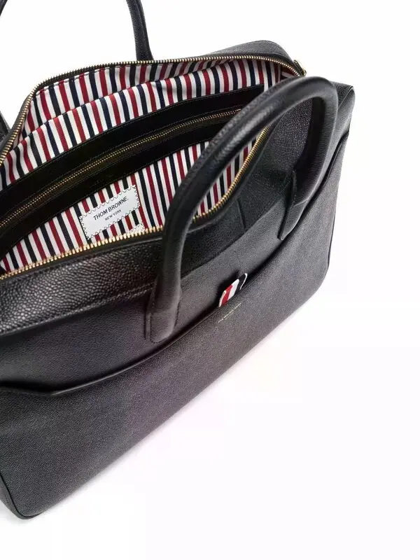 Thom Browne Grosgrain-tab Leather Briefcase
