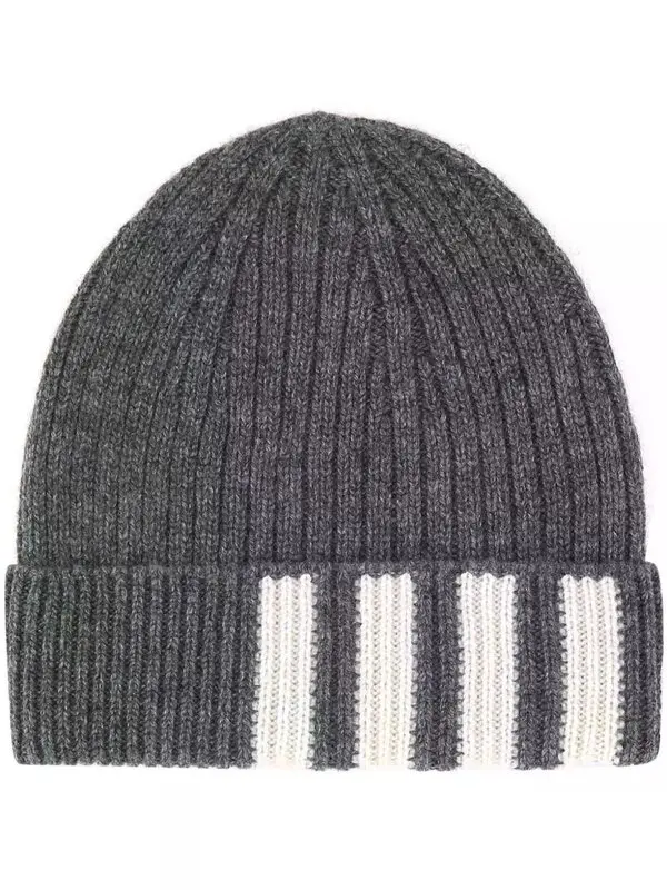 Thom Browne Cashmere Ribbed-knit Beanie - Grey