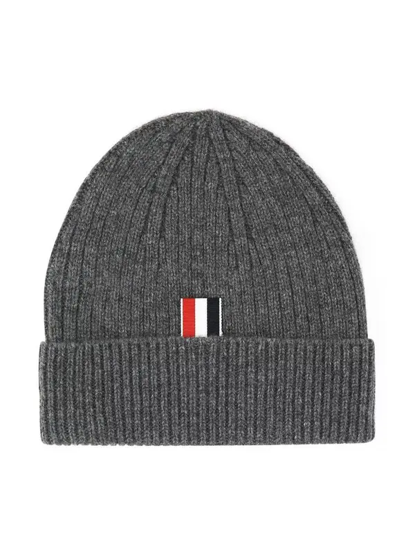 Thom Browne Cashmere Ribbed-knit Beanie - Grey