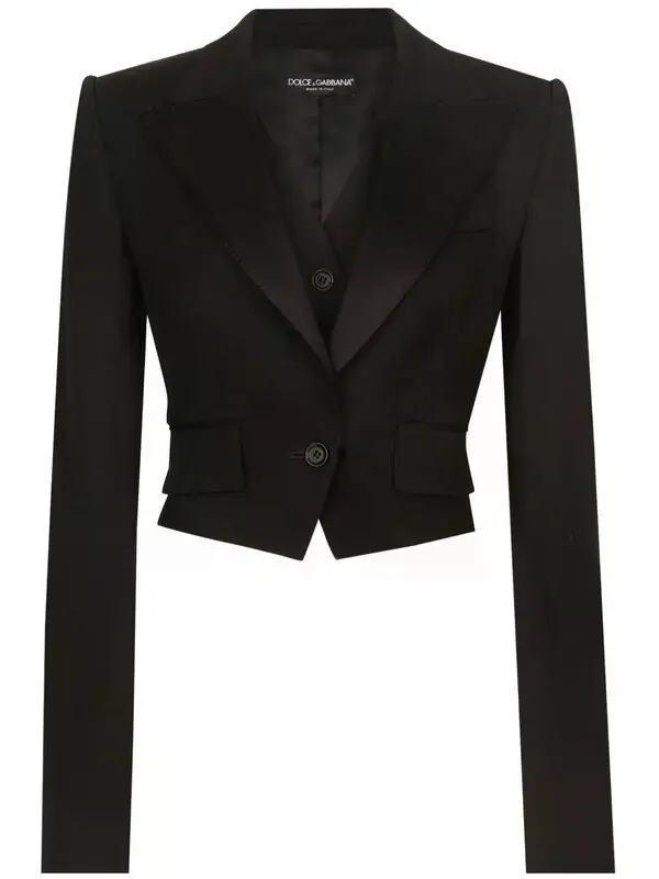 Dolce & Gabbana Gabardine Cropped Jacket With Peak Lapels