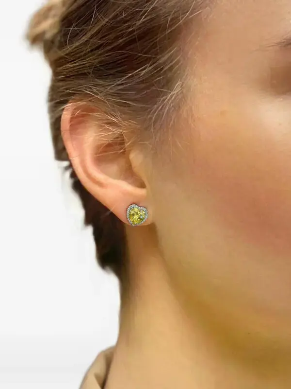 JUWELINA PARIS Tone Crystal Heart Stud Earrings - Silver