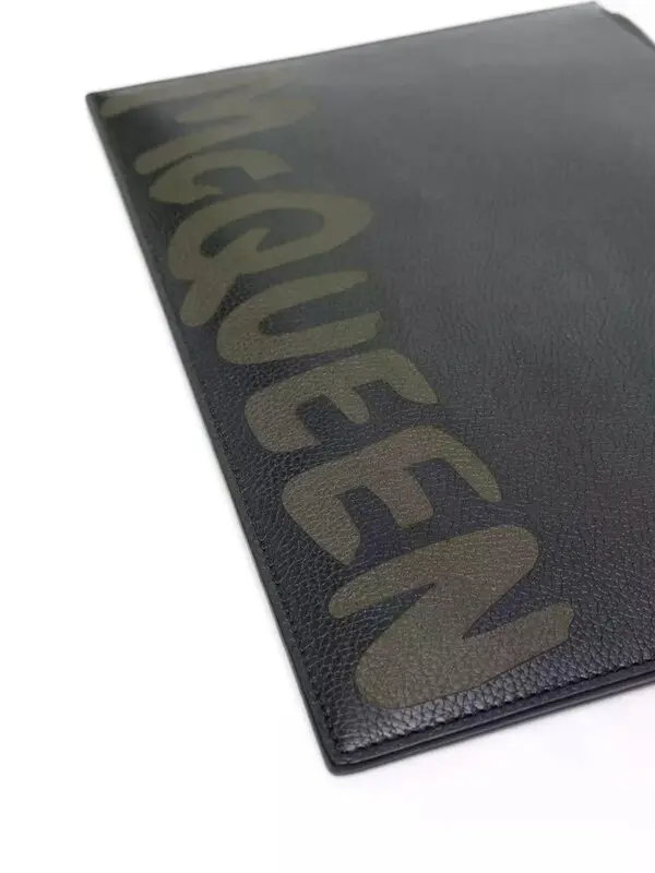 Alexander McQueen Logo Print Leather Clutch Bag