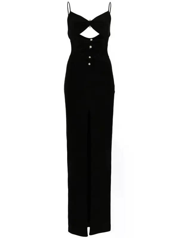 NISSA Stretch-jersey Cut-out Maxi Dress With Faux Pearl Embellishment