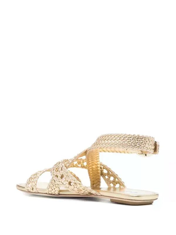 STUART WEITZMAN Thea Woven Leather Flat Sandals