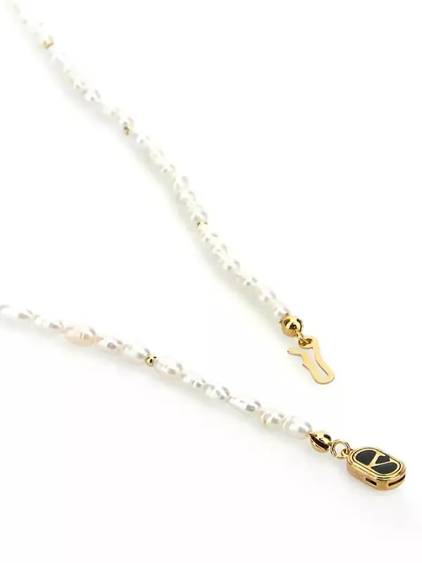 Valentino Garavani Ovalette Pearl Necklace With Vlogo Signature