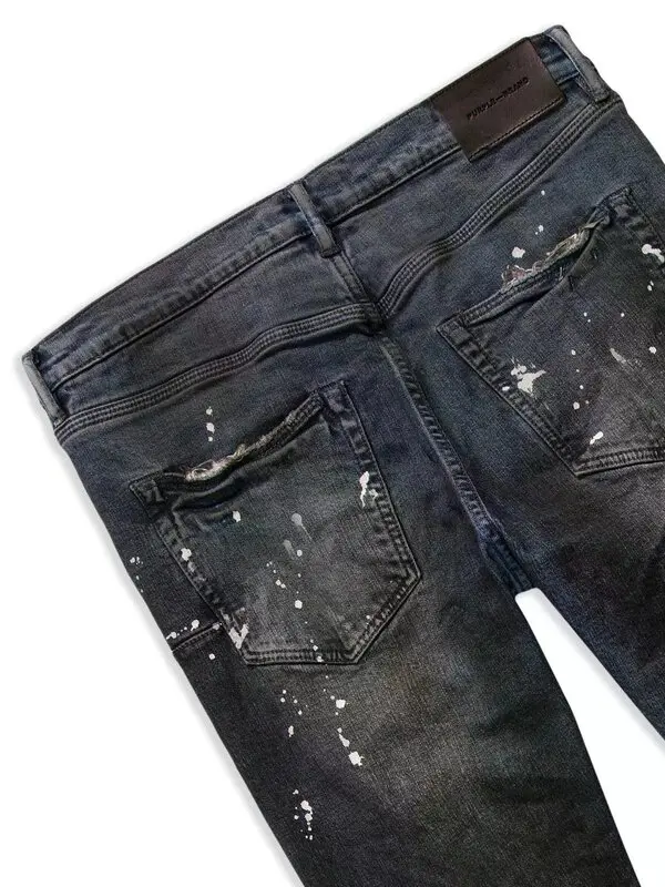 PURPLE BRAND Paint-splatter Skinny Fit Jeans - Indigo