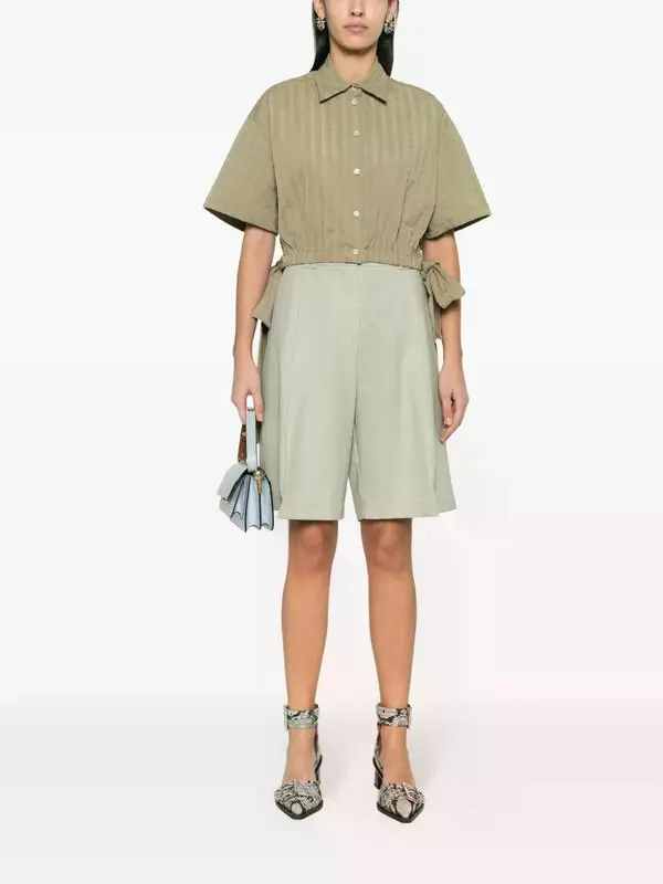 MSGM Seersucker Cropped Shirt - Green