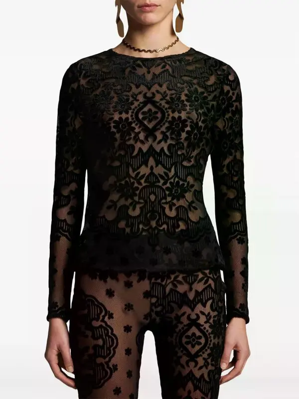 Etro Tulle And Jacquard Velvet Top