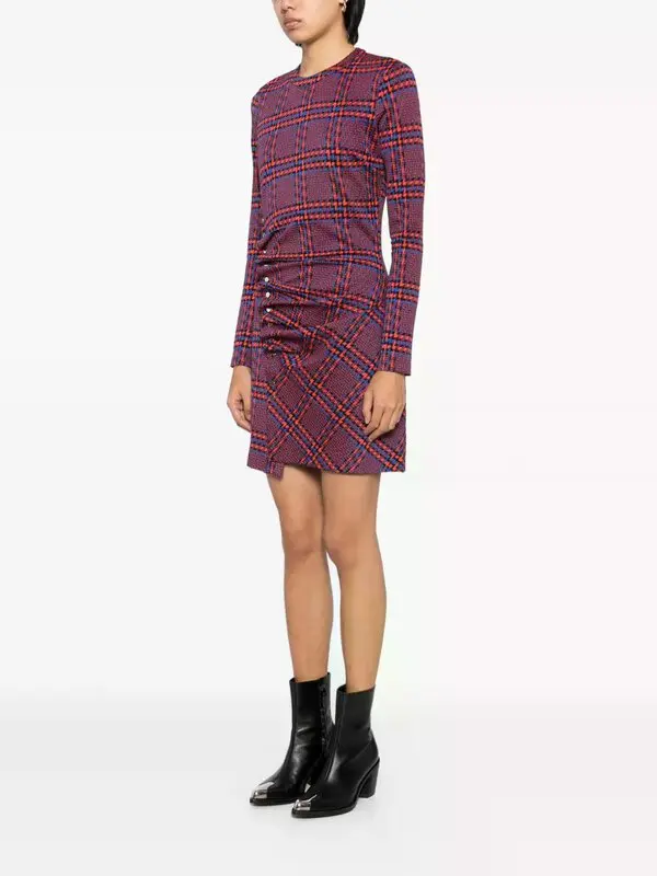 Rabanne Tartan Jacquard Draped Dress