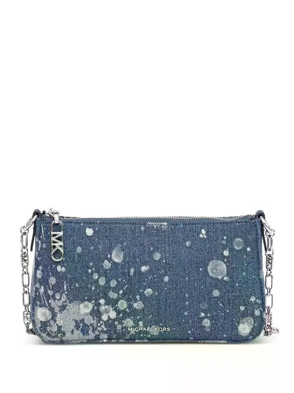 Michael Kors Empire Denim Splatter-print Shoulder Bag - Blue