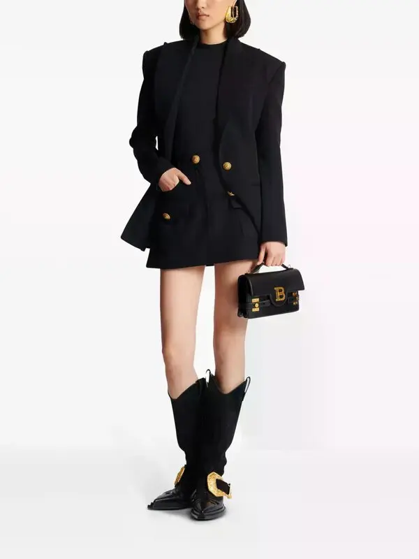 Balmain Western Panelled Wool Mini Skirt