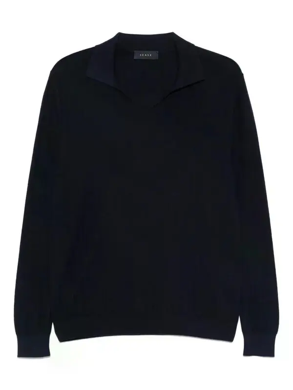 Sease Spread Collar Long Sleeve Top - Blue