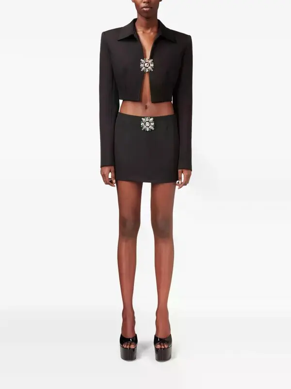 AREA Brooch Detail Mini Skirt
