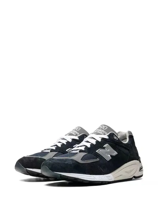 NEW BALANCE 990v2 Navy/white Calf Leather And Suede Sneakers