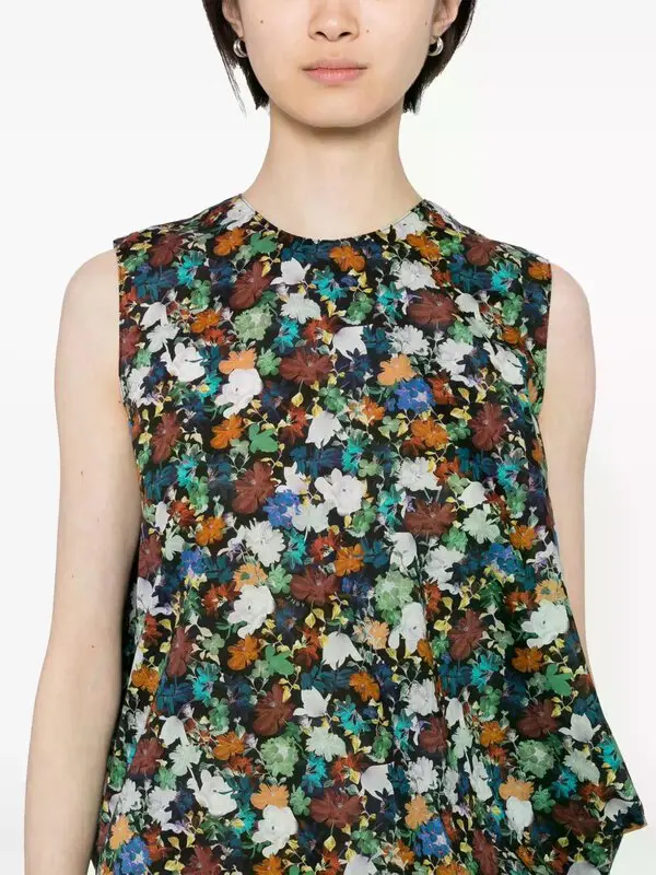JNBY Sleeveless Asymmetric Hem Floral Dress