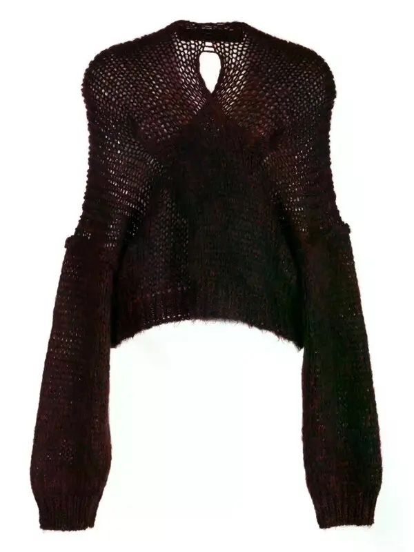 Isabel Benenato Open-knit V-neck Jumper - Red