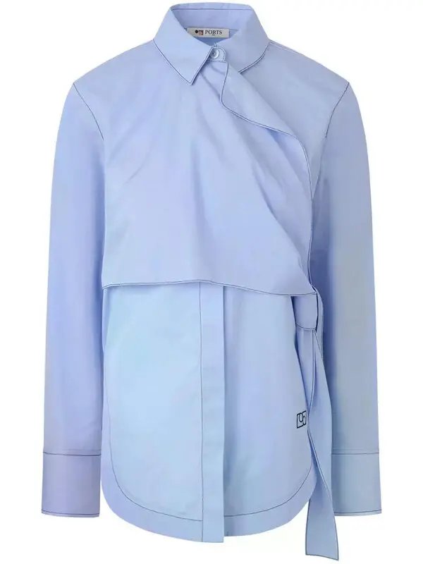 Ports 1961 Side Wrap Cotton Shirt - Blue