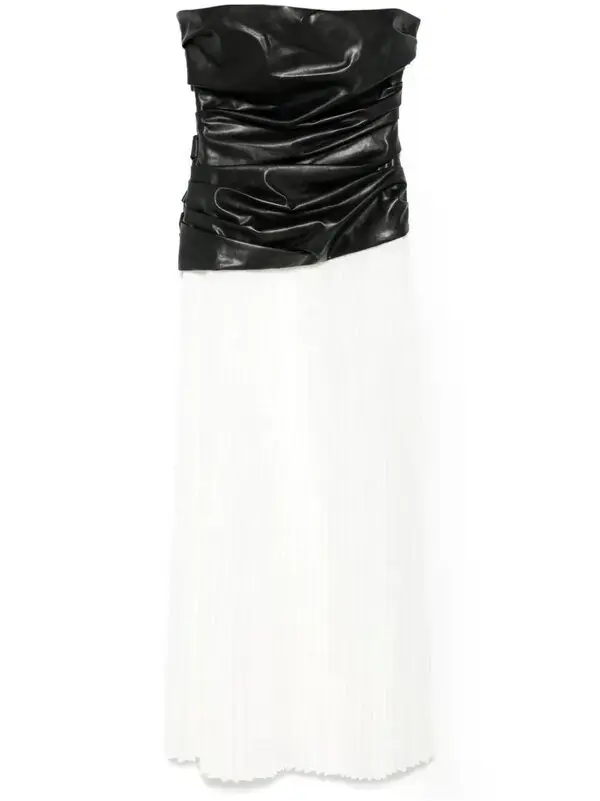 Simkhai Arie Maxi Dress Colour-block Strapless Chiffon & Faux Leather Gown