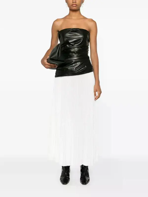 Simkhai Arie Maxi Dress Colour-block Strapless Chiffon & Faux Leather Gown