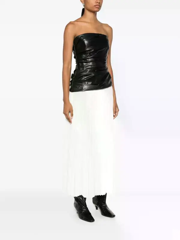 Simkhai Arie Maxi Dress Colour-block Strapless Chiffon & Faux Leather Gown
