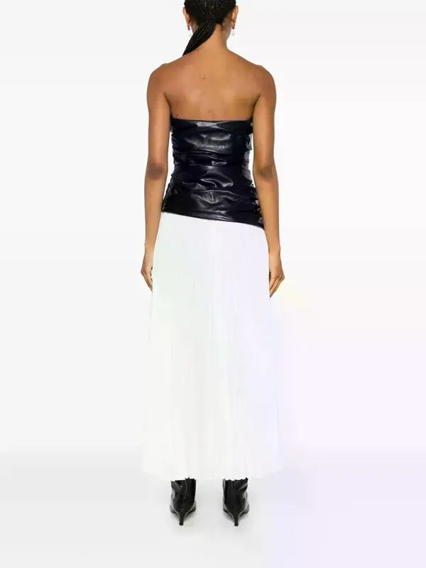 Simkhai Arie Maxi Dress Colour-block Strapless Chiffon & Faux Leather Gown