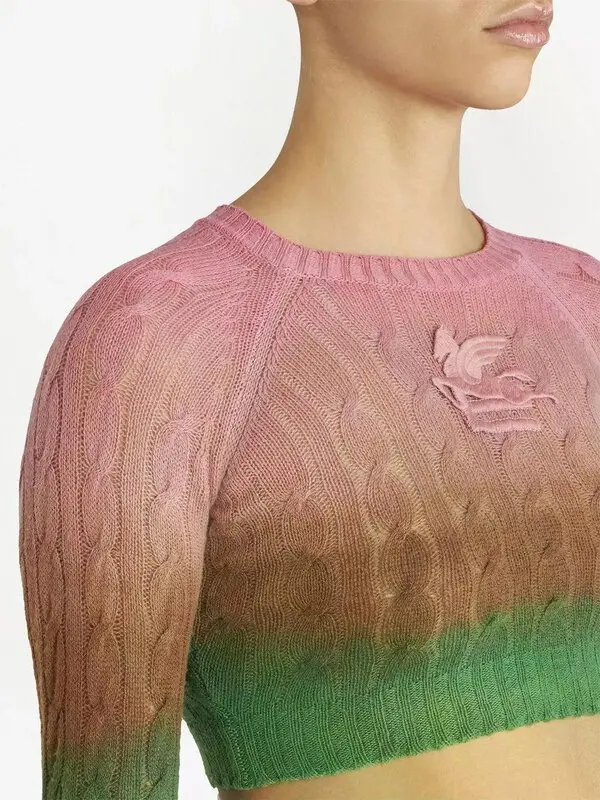 Etro Gradient Cable-knit Cropped Jumper