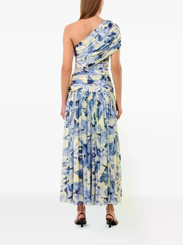 NICHOLAS Gaia One-shoulder Draped Midi Dress - Blue