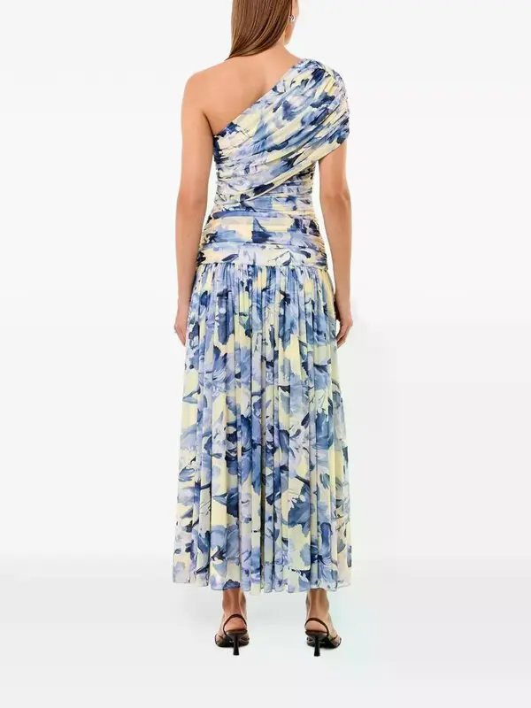 NICHOLAS Gaia One-shoulder Draped Midi Dress - Blue
