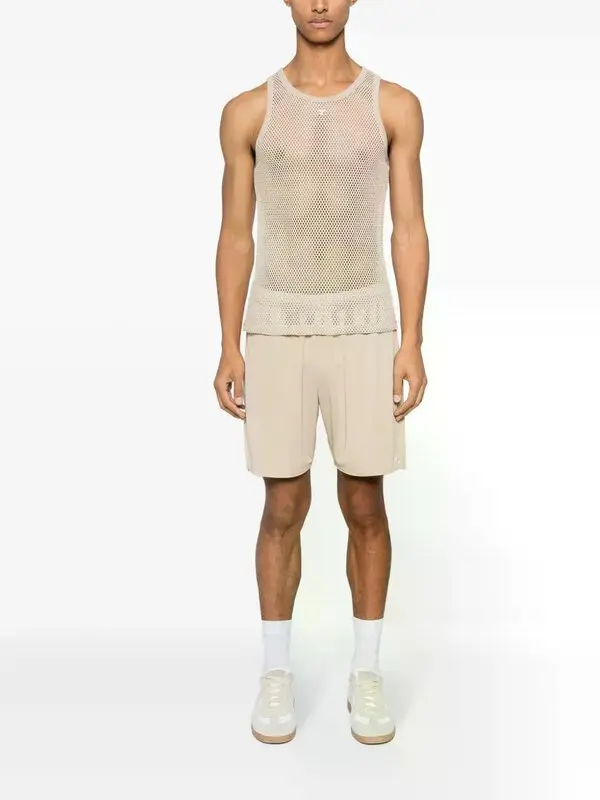 COURREGES Logo-patch Mesh Top - Neutrals