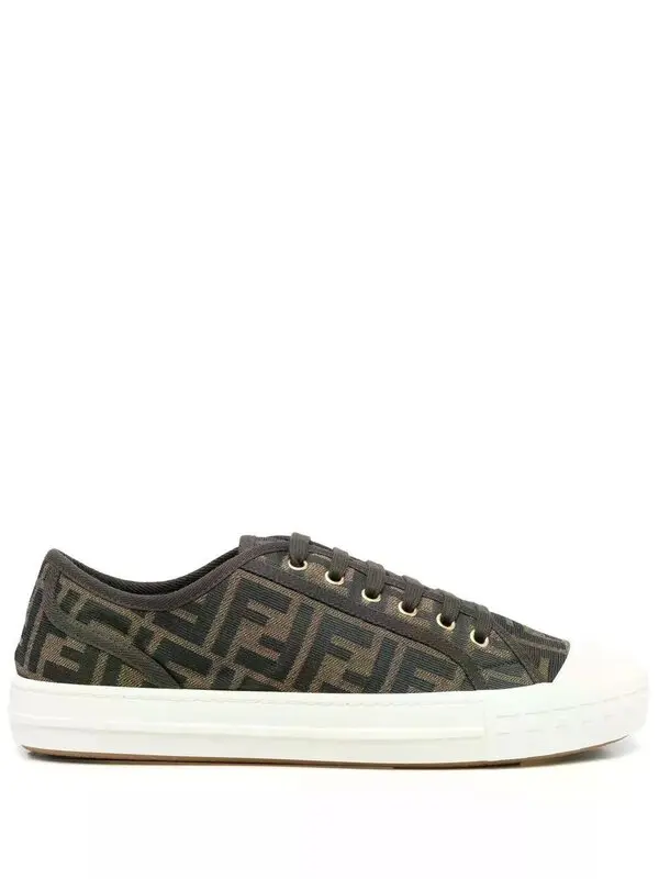 Fendi Jacquard-logo Low-top Sneakers - Brown