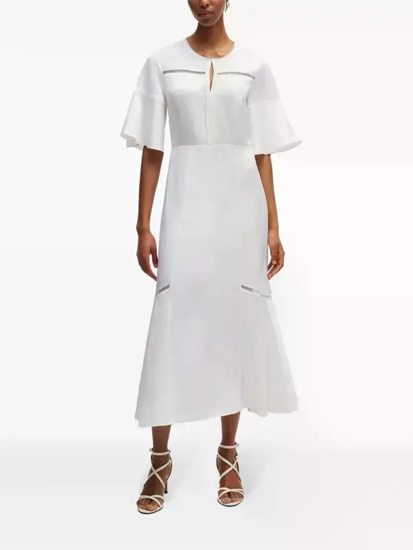 BOSS Perforated Detailing Flared Midi Dress