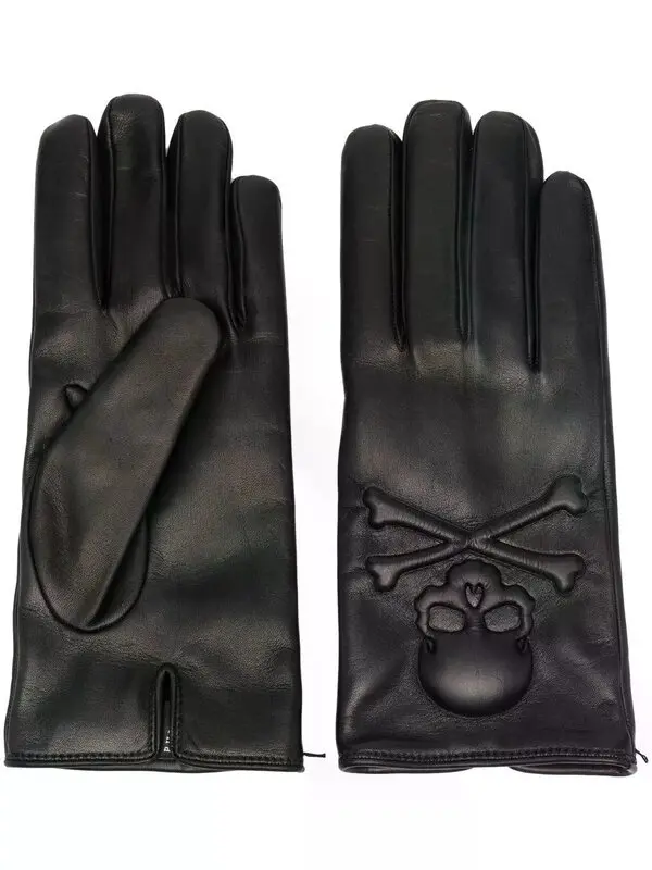 Philipp Plein Cashmere-lined Leather Gloves - Black
