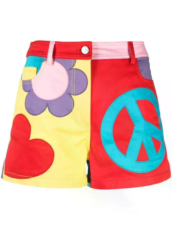 Moschino Colour-block Cotton Mini Shorts