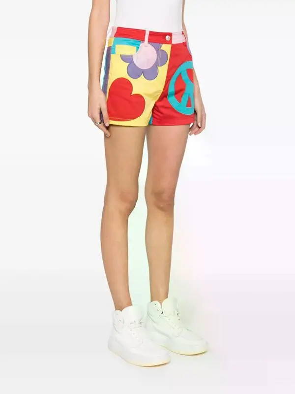 Moschino Colour-block Cotton Mini Shorts