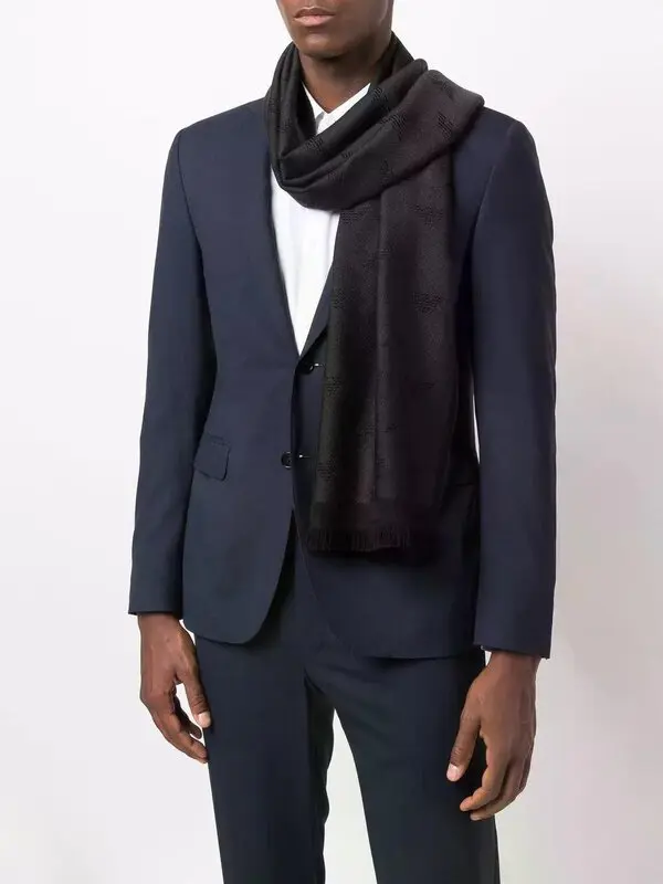 Emporio Armani Logo Embroidered Knit Scarf