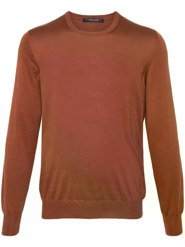 Tagliatore Fine Knit Crew Neck Jumper - Brown