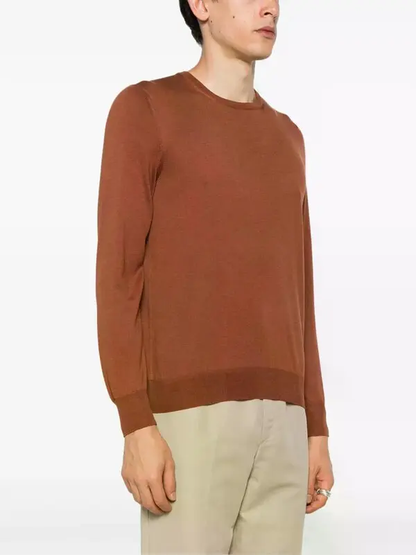 Tagliatore Fine Knit Crew Neck Jumper - Brown