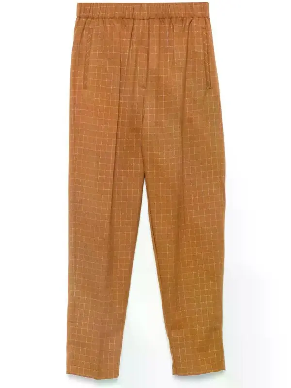 FORTE_FORTE Grid-pattern Trousers