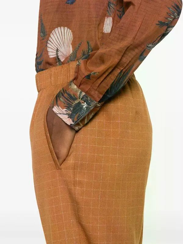 FORTE_FORTE Grid-pattern Trousers