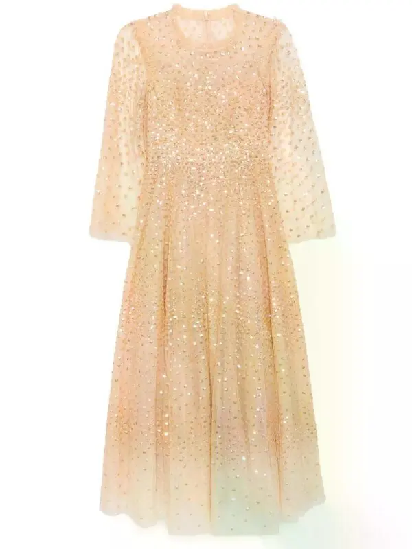 NEEDLE & THREAD Sequin Embellished Long Sleeve Maxi Dress