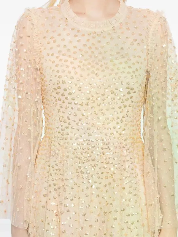 NEEDLE & THREAD Sequin Embellished Long Sleeve Maxi Dress