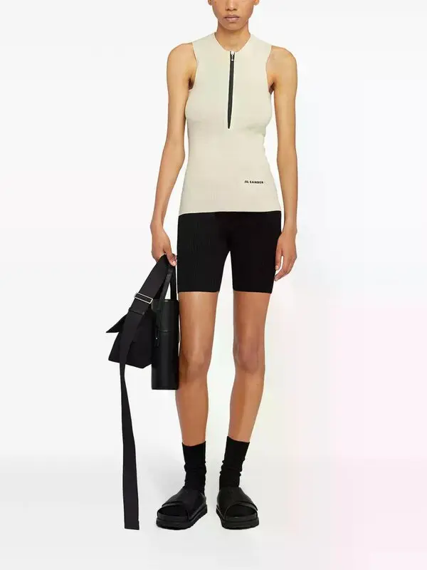 JIL SANDER Seamless Ribbed Cotton High-waisted Shorts