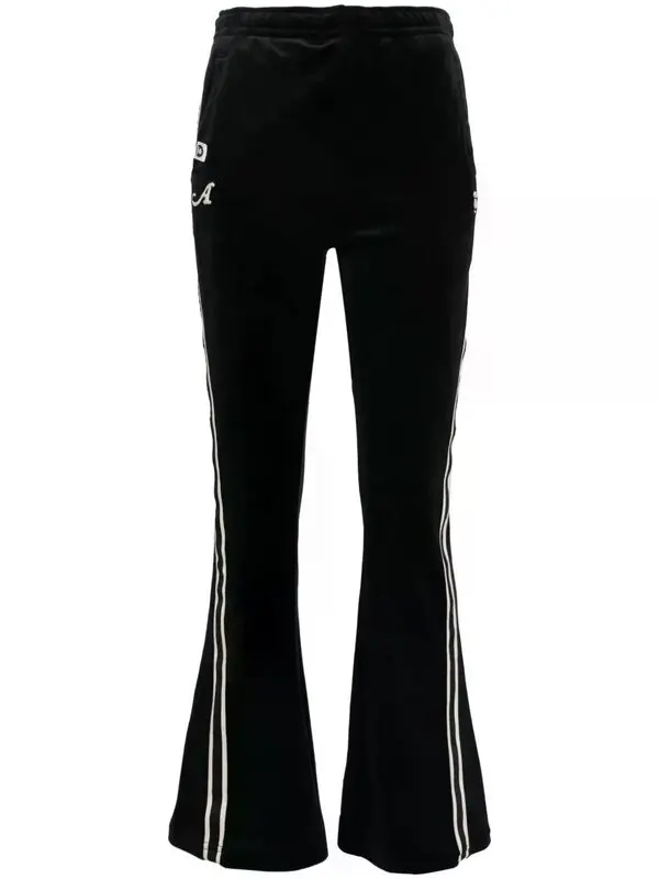 A BATHING APE Velvet Logo Patch Wide Leg Trousers - Black